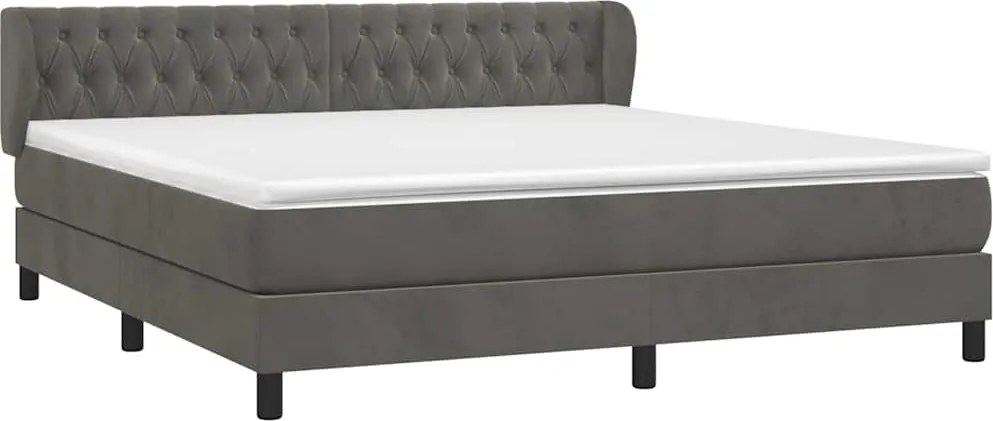 Box spring postel s matrací tmavě šedá 160x200 cm samet 3127680