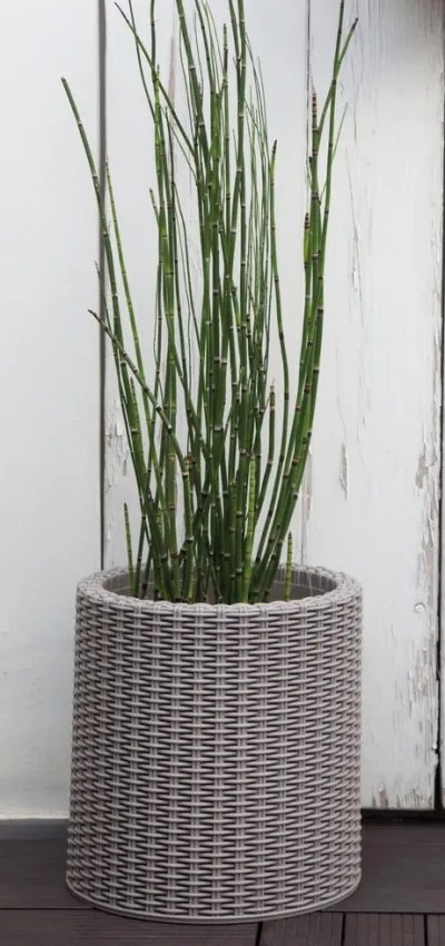 KETER - květináč Cylinder Planter M, Silver grey - šedý