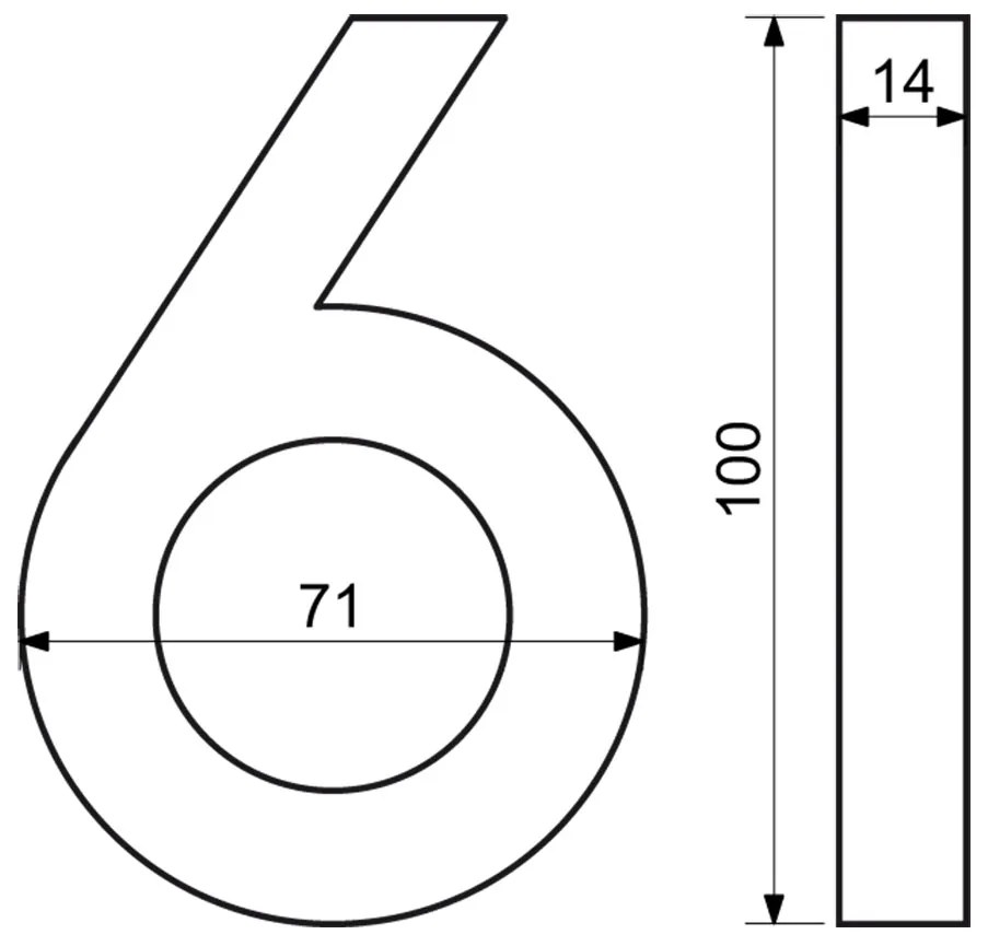 Richter Czech Hliníkové „3D“ číslo Richter s broušeným povrchem (0 - 9) Varianta: a