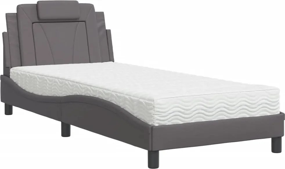 Postel Viana s matrací šedá 90 x 200 cm umělá kůže 3208771