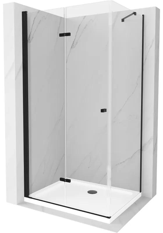 Mexen Lima skládací sprchový kout 120 x 80 cm, Průhledné, Černá + sprchová vanička Flat, Bílá - 856-120-080-70-00-4010B