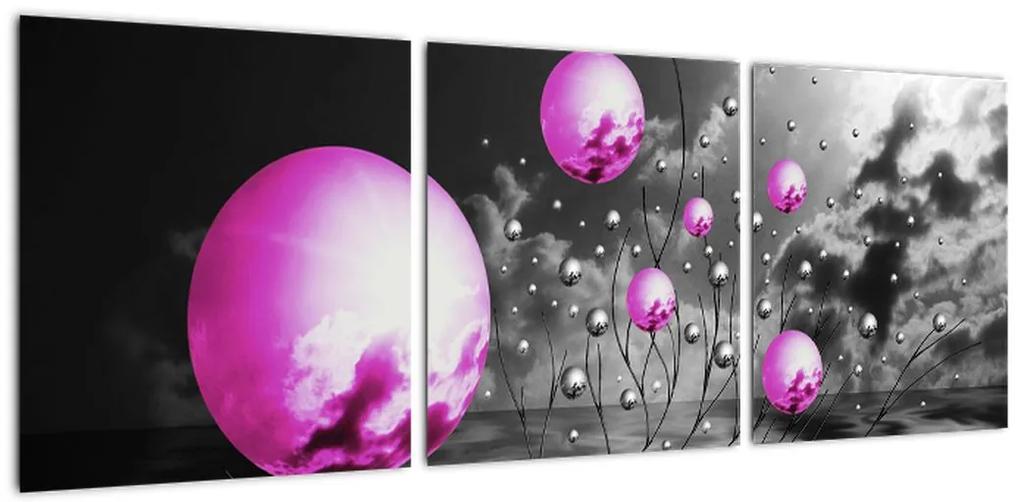 Abstraktní obraz - fialové koule