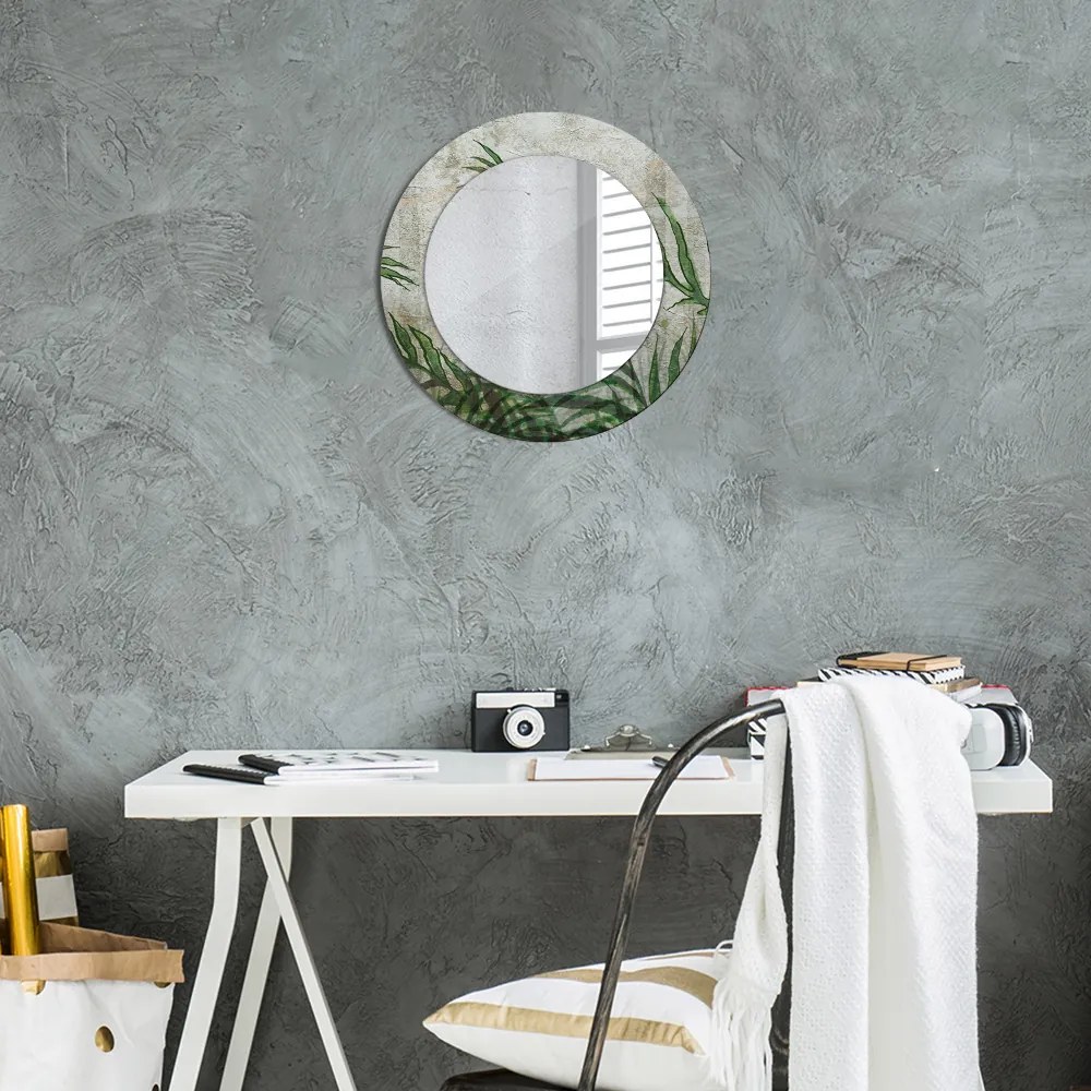 Kulaté dekorativní zrcadlo Kapradiny listy fi 50 cm