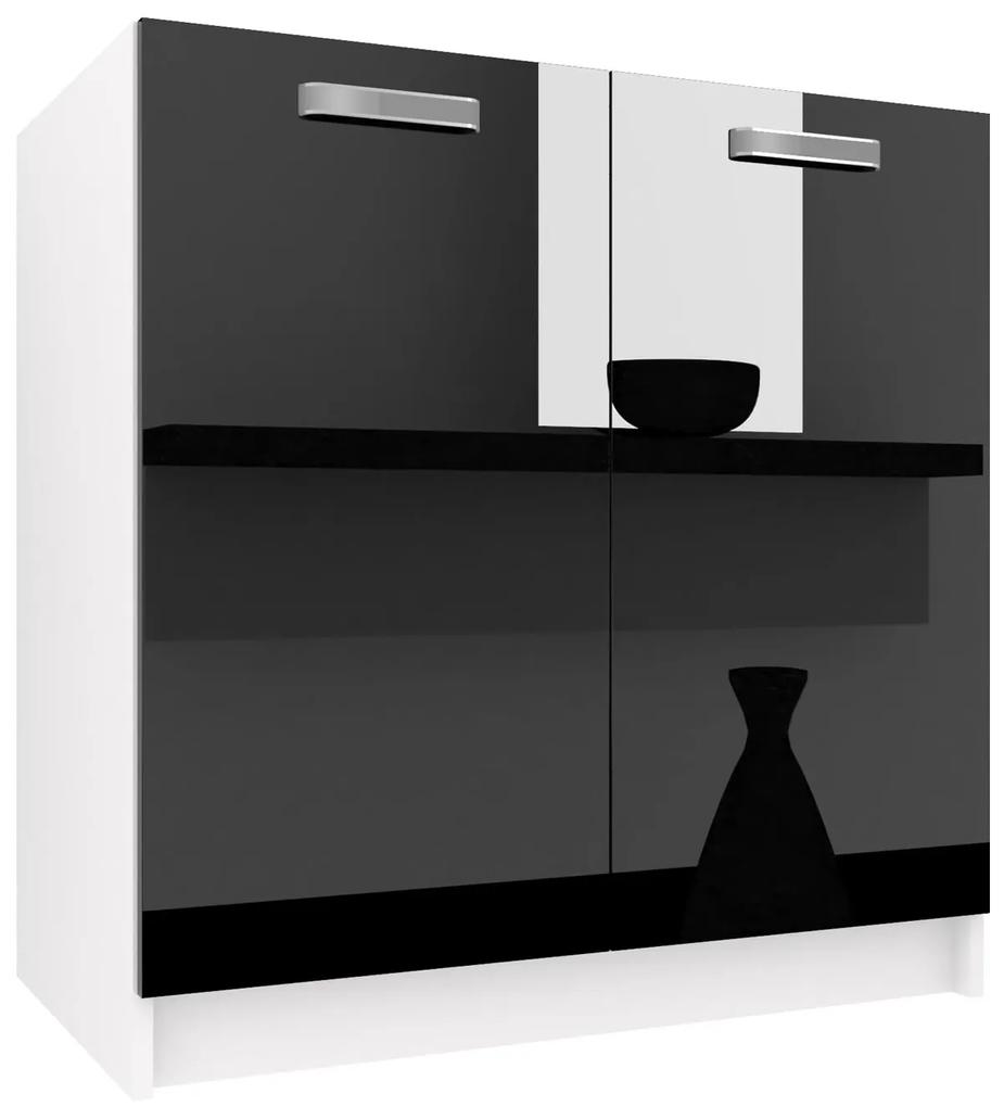 Kuchyňská skříňka Belini dřezová 80 cm černý lesk  bez pracovní desky  INF SDZ80/0/WT/B/0/F