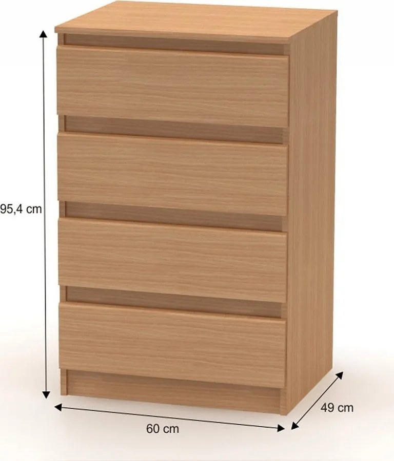 Tempo Kondela 4 šuplíková komoda, buk, HANY 2 NEW 014