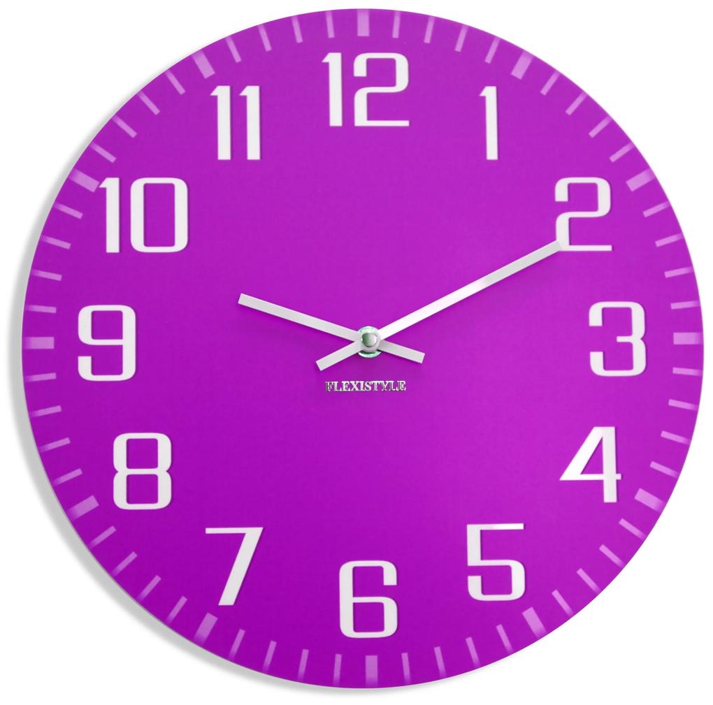 Moderní nástěnné hodiny fialové