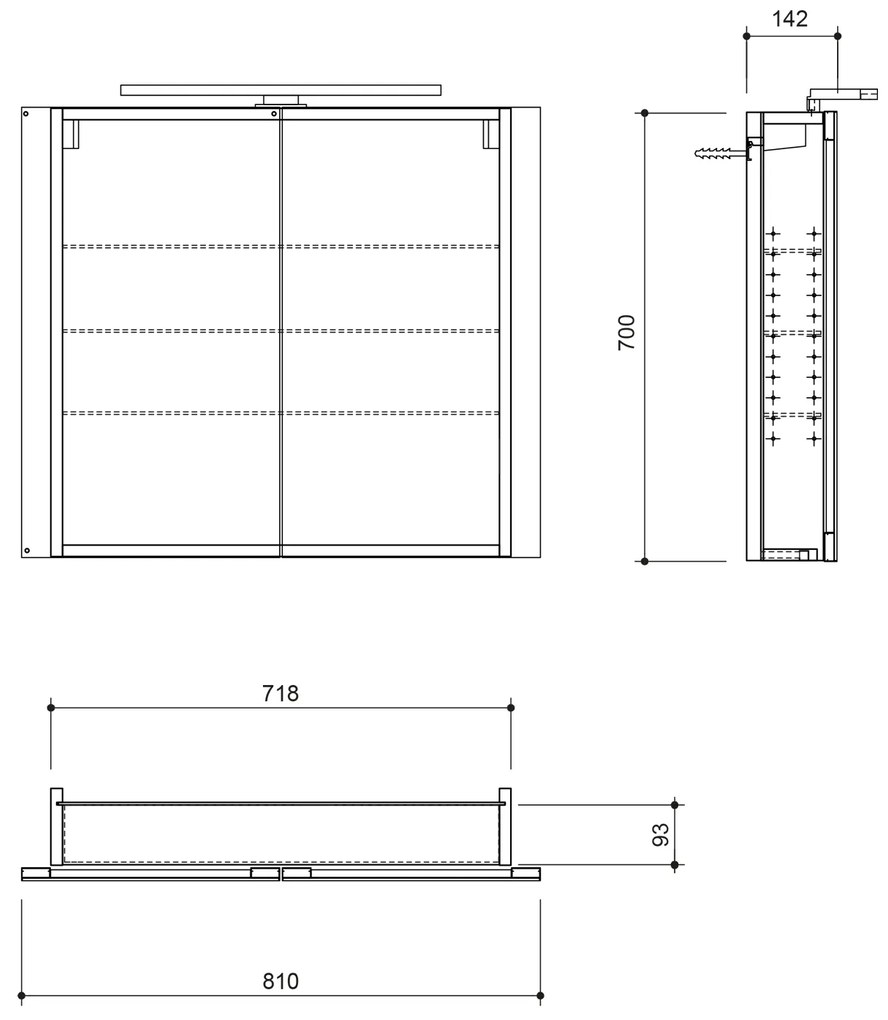 Sapho Sapho, GRETA galerka s LED osvětlením, 81x70x14cm, bílá mat, GR080-0031