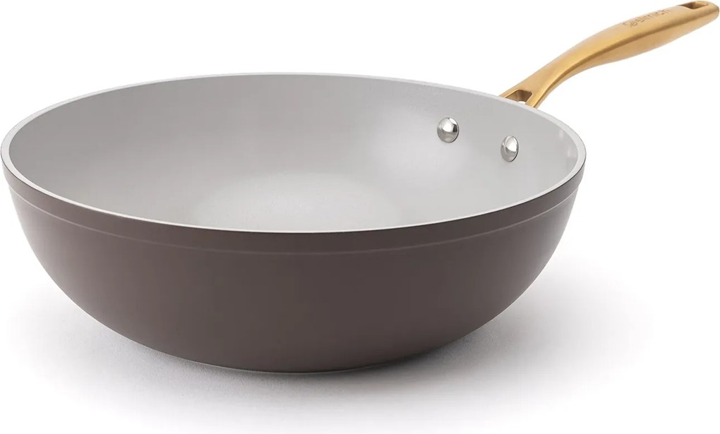 Elmich Nepřilnavá keramická pánev wok Zen Ø 28 cm - hnědo zlatá