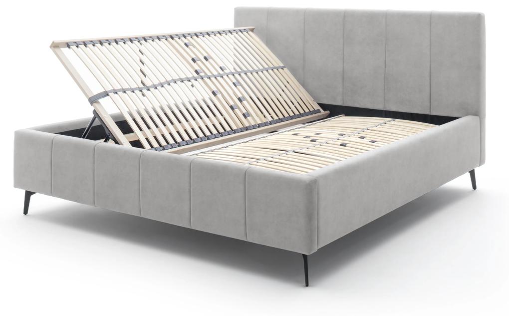 Čalouněná postel LEJSAN 180x200 s úložným prostorem, šedá