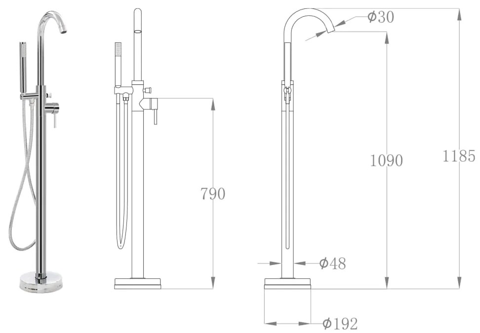 vidaXL Marketos Volně stojící vanová baterie nerezová ocel 118,5 cm