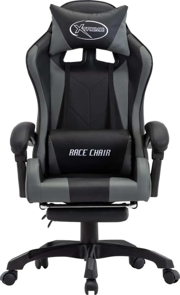 vidaXL Herní židle s podnožkou umělá kůže [287990] Barva: Černobílý