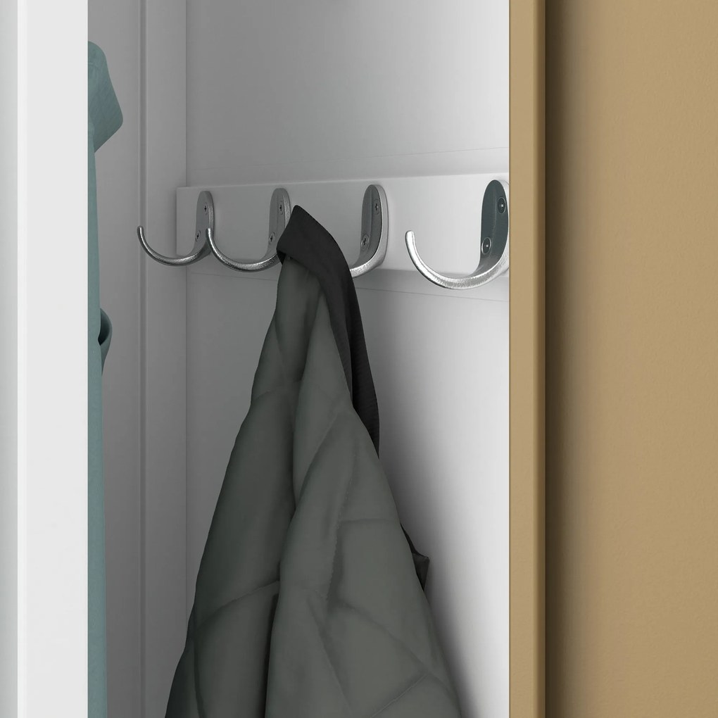 Zaměstnanecká skříňka čtyřkomorová bílá/ořech, 800x1800x500 mm: KACPER Eco Design