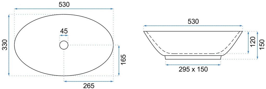 Rea Pamela umyvadlo, 53 x 33 cm, imitace kamene-Aiax, REA-U9685