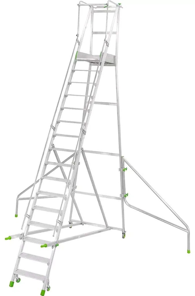 Pojízdné hliníkové schůdky Facal 15 nášlapů + plošinka, CA12/350-K,