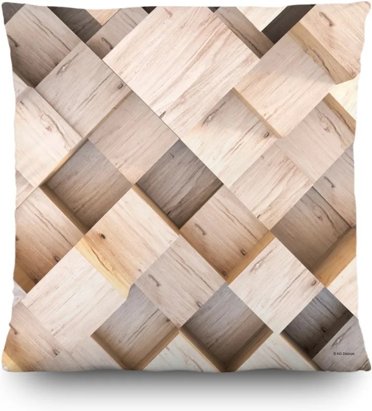 Dekorativní polštář 3D dřevo CN-3607, 45 x 45 cm | Lepidlo zdarma