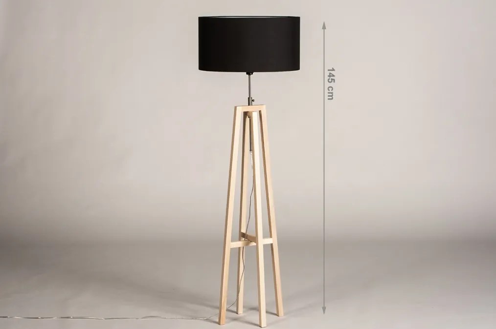 Stojací designová lampa Paola Black Maison and Natur Wood