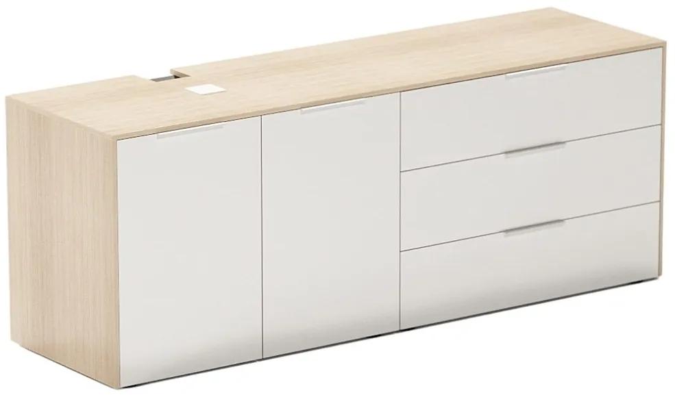OnaDnes -20% ARBYD Matně bílá dubová kancelářská komoda Thor 161,8 x 46,5 cm