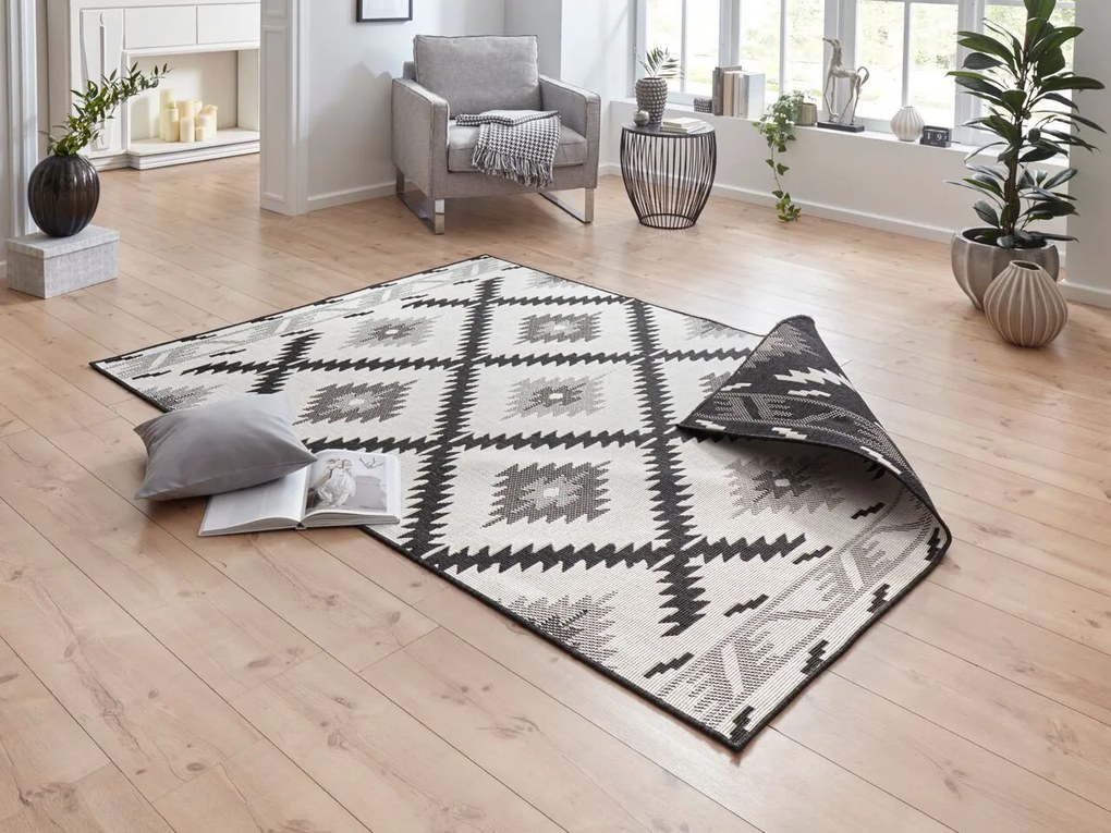 NORTHRUGS - Hanse Home koberce Kusový koberec Twin Supreme 103429 Malibu black creme – na ven i na doma - 80x150 cm