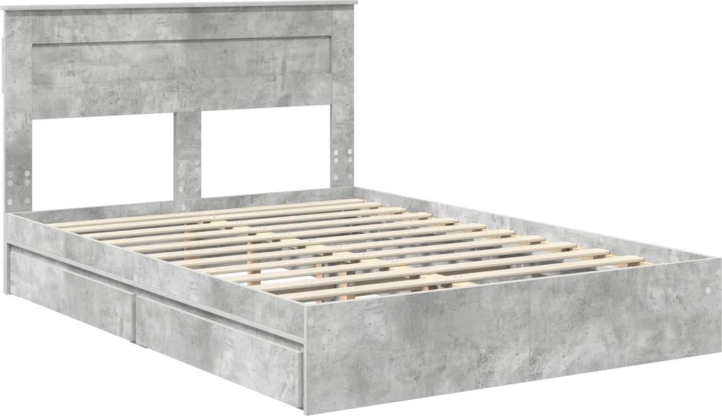 Postel s úložným prostorem s čelo Betonově šedá 150 x 200 cm 3409905