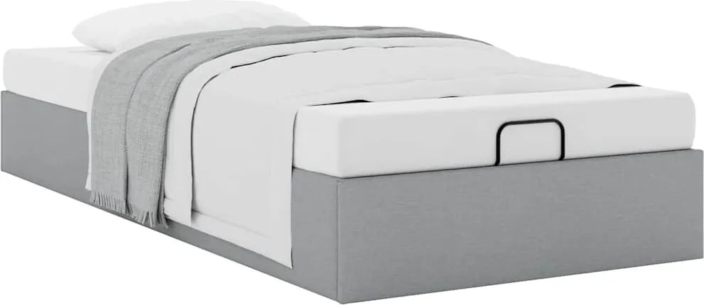 Osmanský rám postele bez matrací světle šedá 90x190 cm textil 3310840