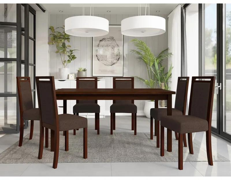 Rozkládací jídelní stůl se 6 židlemi AL03, Barva dřeva: bílá-L, Potah: Kronos 7