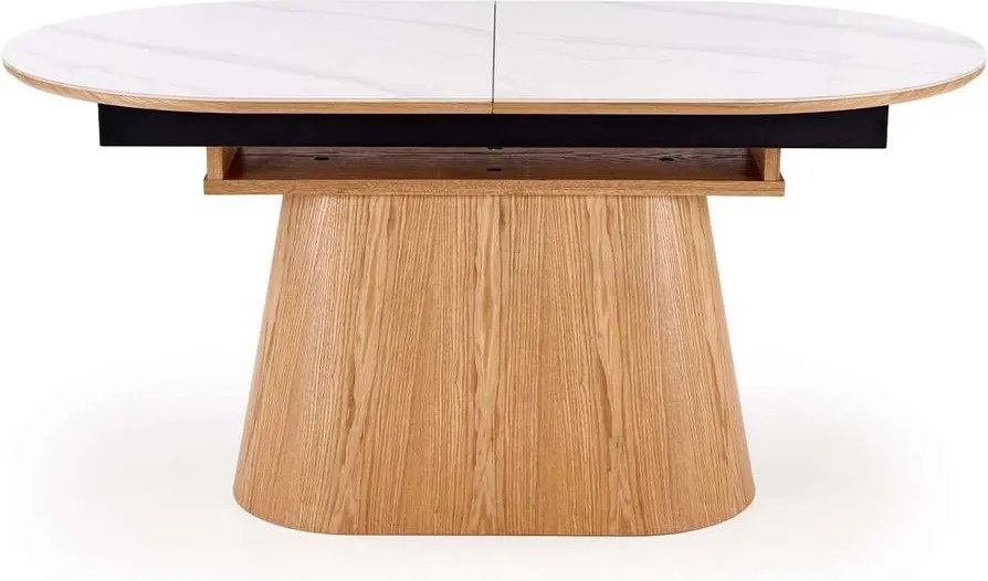 Jídelní stůl Drymos, bílá / přírodní dřevo