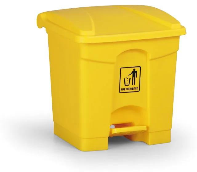 B2B Partner Nášlapný plastový víceúčelový odpadkový koš, 30 l, žlutý