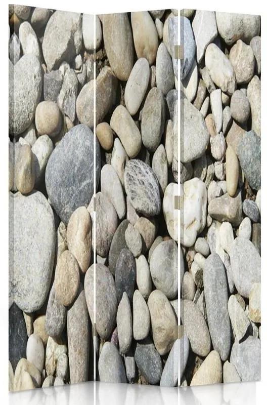 Ozdobný paraván, Kameny na pláži - 110x170 cm, třídílný, klasický paraván