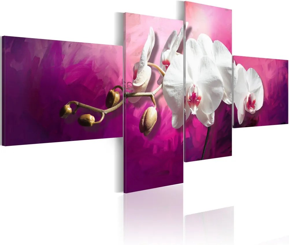Obraz na plátně Bimago - Orchids in violets 100x45 cm