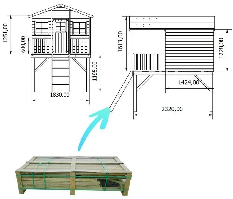 4iQ Dětský zahradní domeček VILÍK Typ domečku: Domeček + skluzavka (120cm) + kotvy (4x 9*9cm)