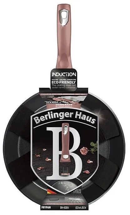 BERLINGERHAUS Pánev s odnímatelnou rukojetí s mramorovým povrchem 24 cm I-Rose Edition BH-6084