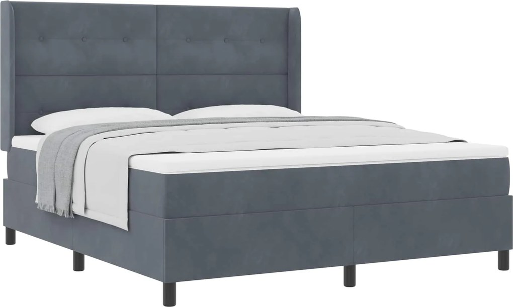 Postel s boxspringem s čelo Tmavě šedá 180 x 200 cm samet 3342021