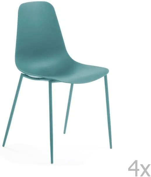 Sada 4 modrých jídelních židlí La Forma Wassu