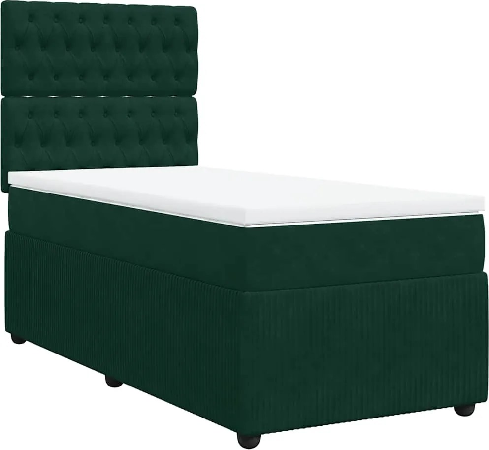 Box spring postel s matrací tmavě zelená 80 x 200 cm samet 3294499