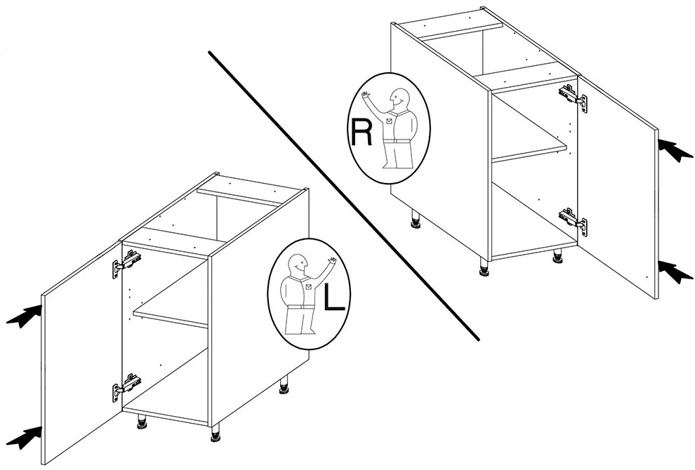 OLD STYLE | dolní kuchyňská skříňka 40 D 1F policová | 40 cm | antracit/old style