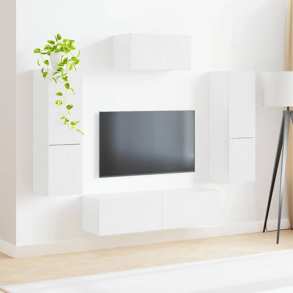 Sestava TV skříněk 4 ks Vysoce lesklá bílá Kompozitní dřevo 3409046