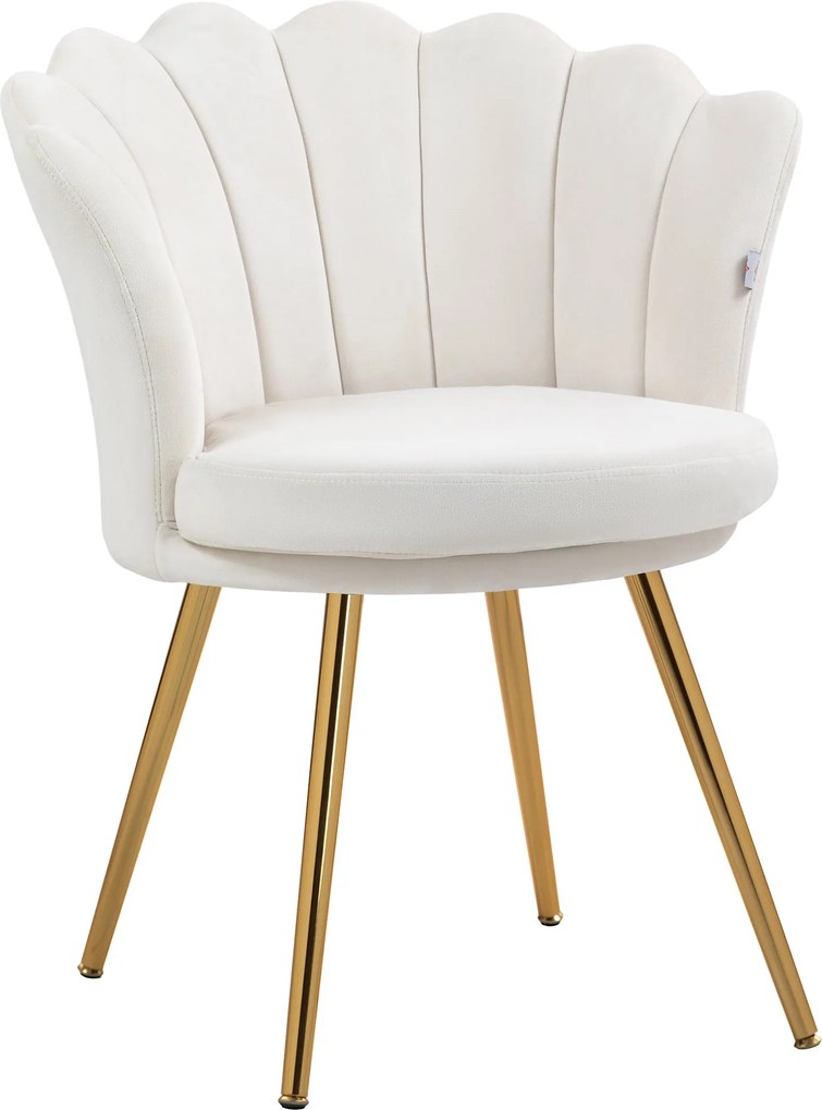 HOMCOM Křeslo typu Shell, Sametové, Toaletní Křeslo, Lounge Křeslo se Zlatými Kovovými Nohami pro Obývací Pokoj, Ložnici a Jídelnu, 67Š x 64H x 77V cm