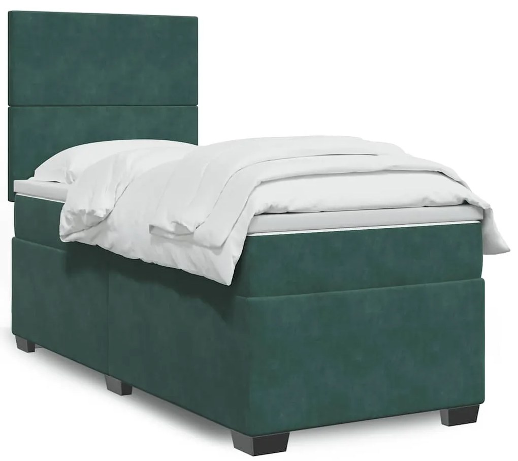 Box spring postel s matrací tmavě zelená 80 x 200 cm samet 3293059