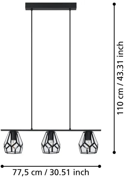 Eglo 43644 - LED Lustr na lanku MARDYKE 3xE27/40W/230V