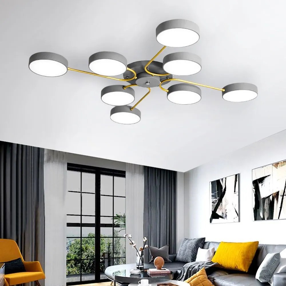Toolight, LED stropní svítidlo 8x12W APP532-8C, šedá, OSW-08474