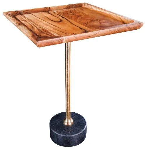 Přírodní dřevěný hranatý odkládací stolek Trayful