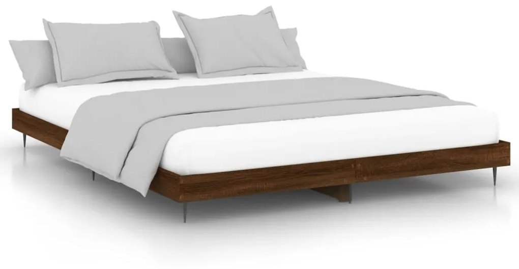 vidaXL Rám postele hnědý dub 200 x 200 cm kompozitní dřevo