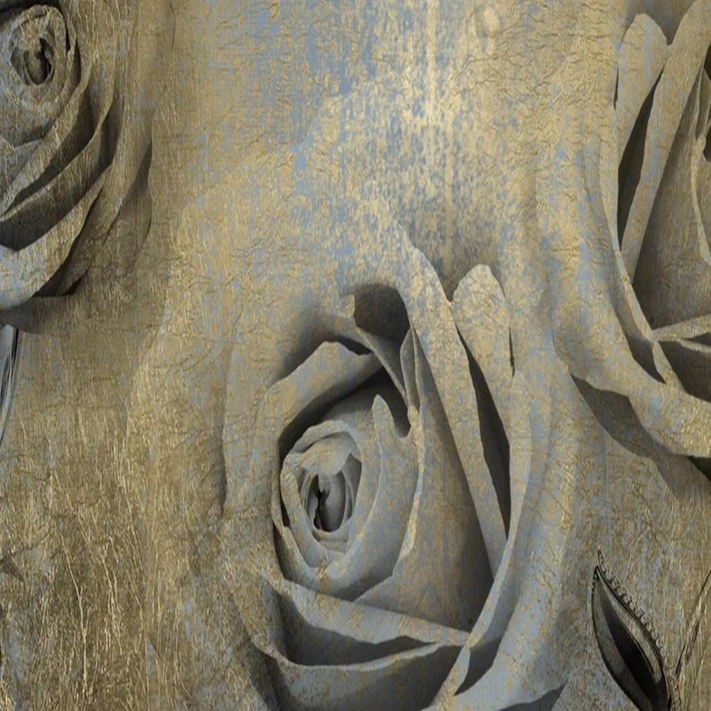 Ozdobný paraván Růže Květiny Zlato - 180x170 cm, pětidílný, obustranný paraván 360°
