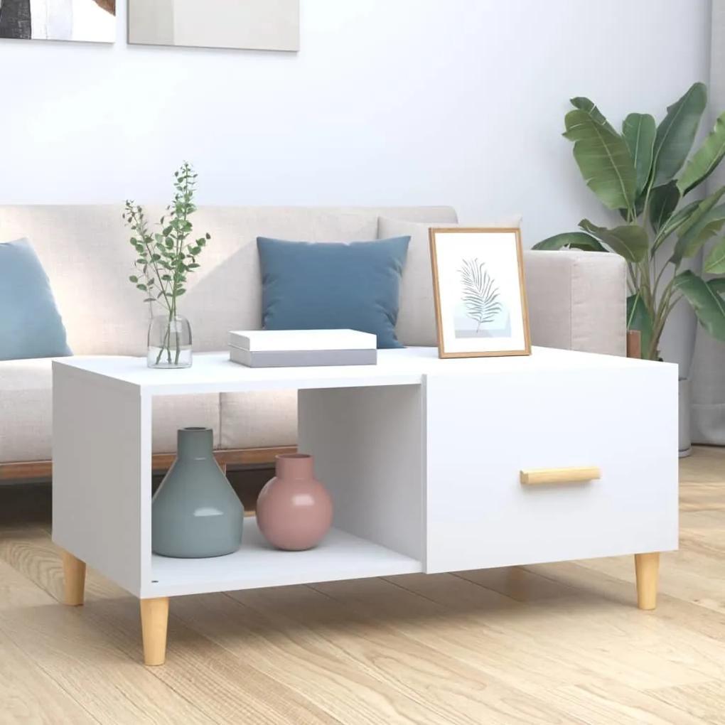 vidaXL Konferenční stolek 89,5x50x40 cm kompozitní dřevo [817515] Barva: bílá s vysokým leskem
