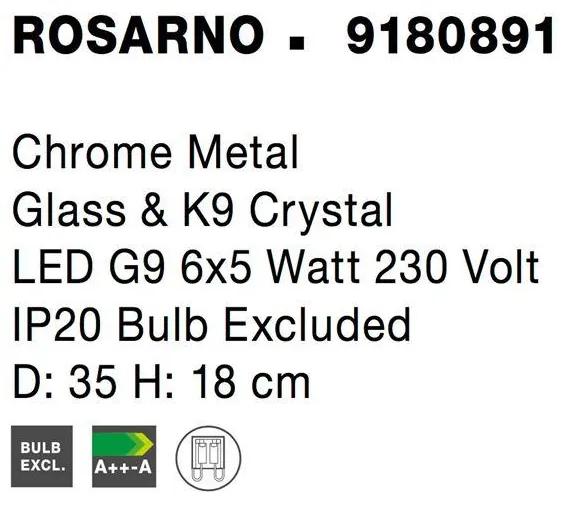 Nova Luce Stropní svítidlo ROSARNO chromovaný kov sklo a K9 křišťál G9 6x5W
