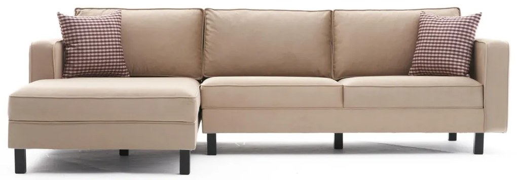 Hanah Home Sametová pohovka KALE krémová levá 825BLC2725
