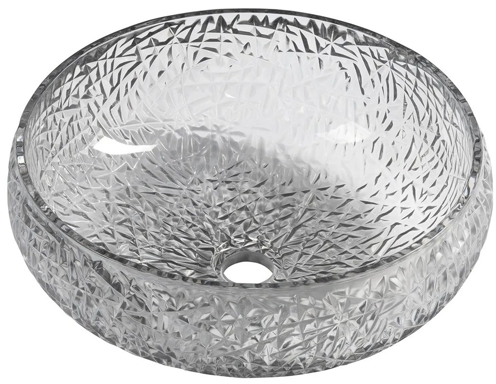 Sapho Sapho, GAVIOTA gravírované skleněné umyvadlo na desku Ø 42 cm, černá, TY306