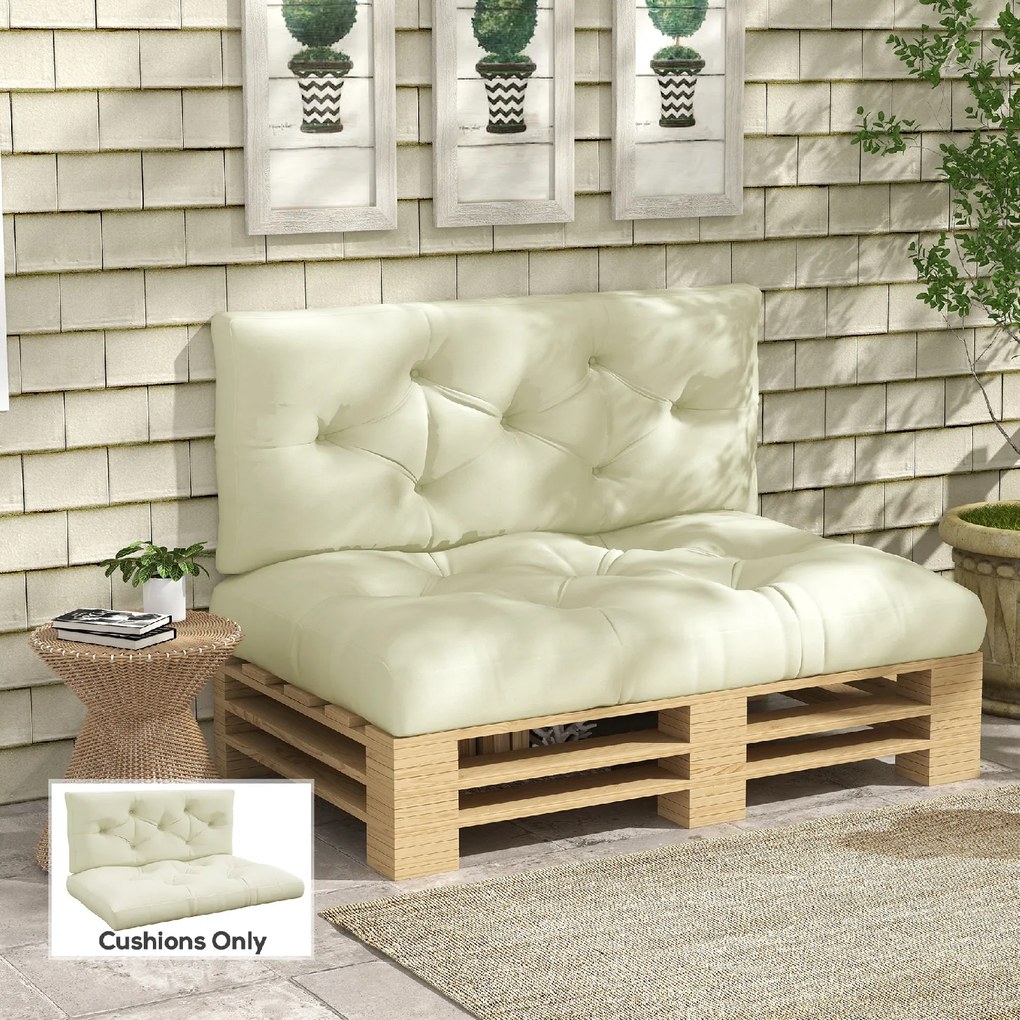 Outsunny Sada 2 sedacích a opěrných polštářů pro zahradní lavici, loveseat, 2-místnou paletovou pohovku Vysoký komfort rozměry 120D x 80Š x 12V cm Po…