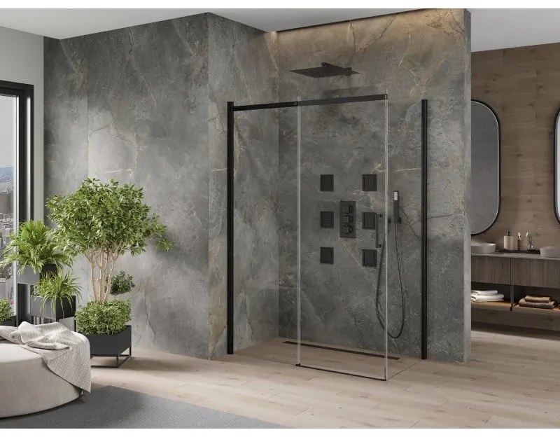 Mexen Omega sprchový kout 130x70cm, 8mm sklo, černý profil-čiré sklo, 825-130-070-70-00