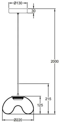 Fabas luce Fabas Brena, závěsné svítidlo z čirého skla, 1x10W LED 2700/3000/4000K krokové stmívání, prům. 22cm